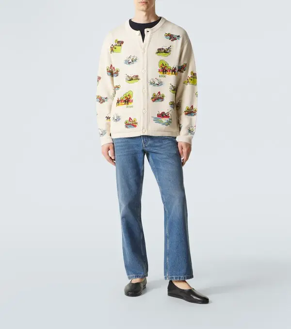 BODE Beaded Camp Wool And Cotton Cardigan