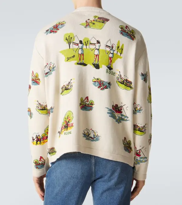 BODE Beaded Camp Wool And Cotton Cardigan