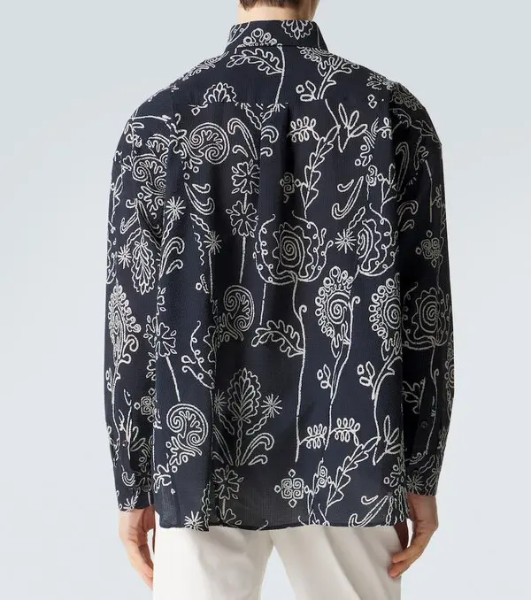 Giorgio Armani Printed Cotton Seersucker Shirt
