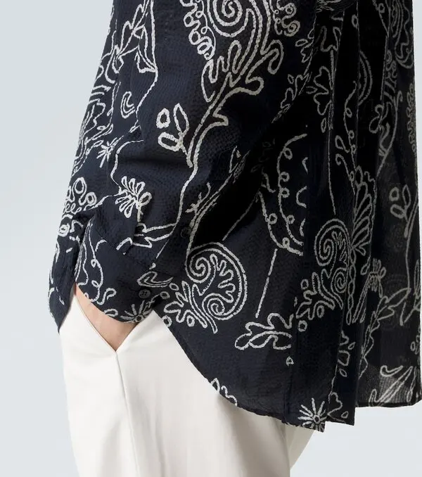 Giorgio Armani Printed Cotton Seersucker Shirt