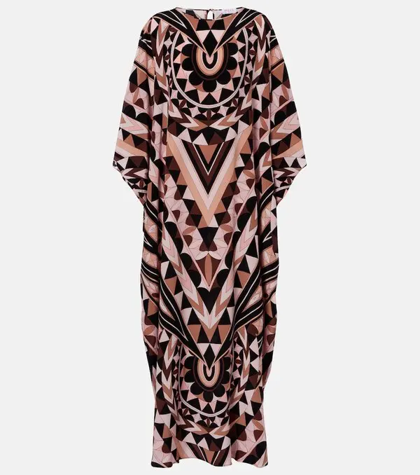 Emilio Pucci Manuba Silk Crêpe De Chine Kaftan - Pink
