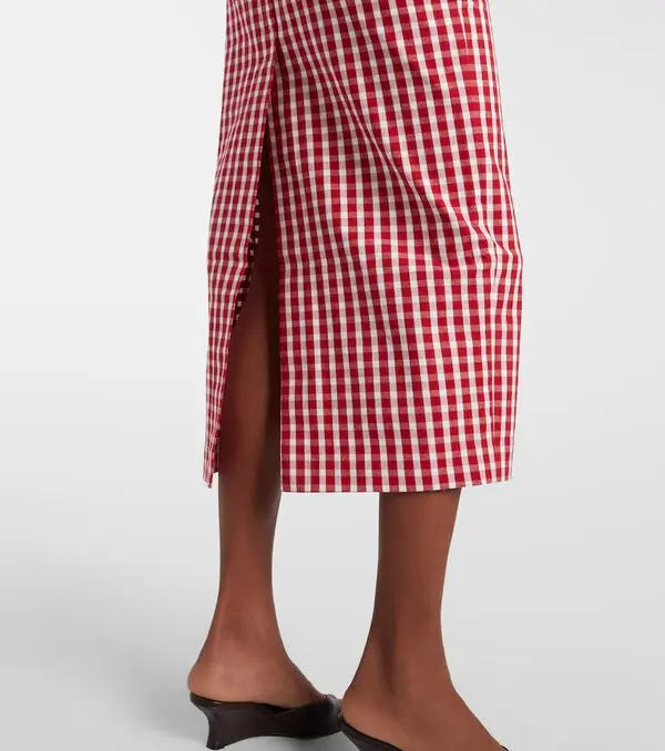 Posse Ebony Gingham Lace-trimmed Midi Dress - Red