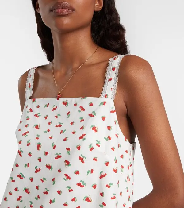 Posse Delia Lace-trimmed Printed Cotton Minidress - Multicoloured