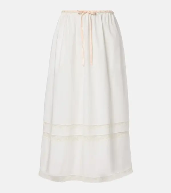 Posse Alma Lace-trimmed Midi Skirt - White