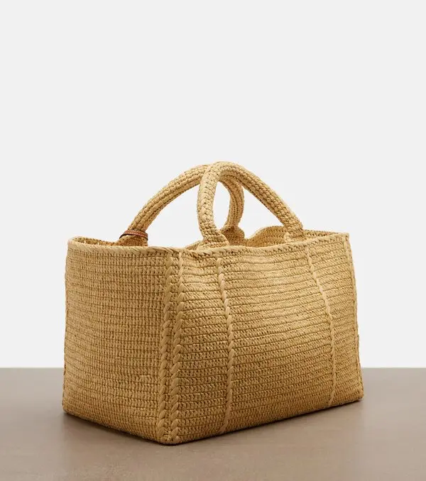 Prada Medium Raffia-effect Shopper