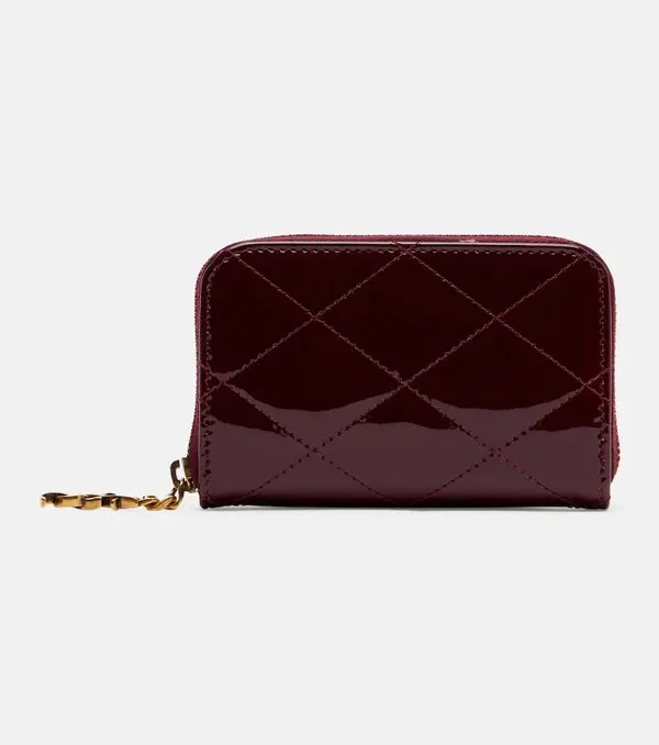Saint Laurent Cassandre Bijou Patent Leather Wallet - Burgundy