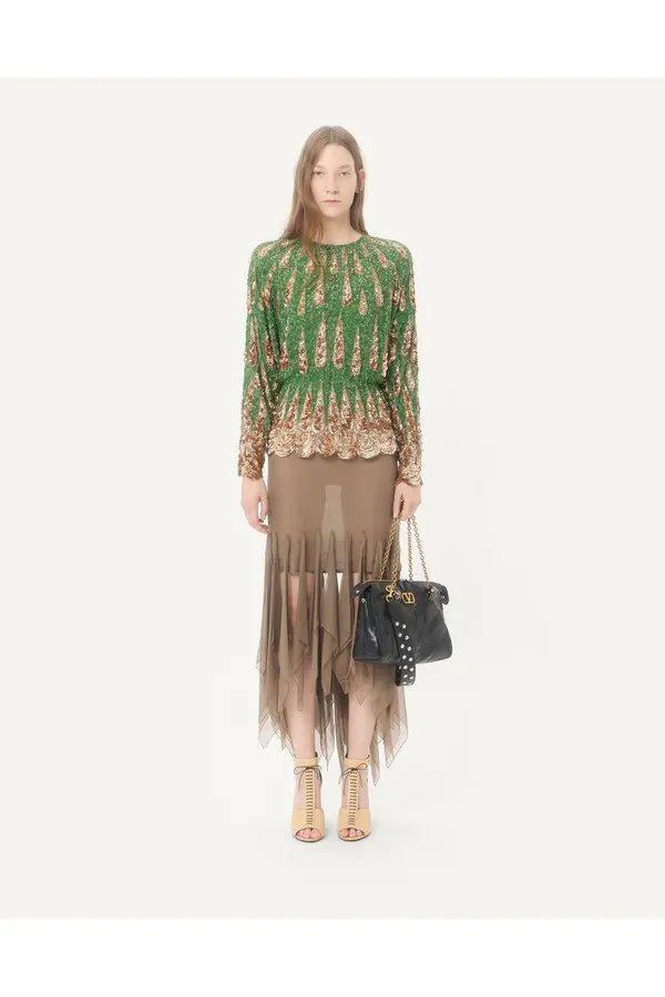 Valentino Garavani Embroidered Chiffon Top - Multicolor