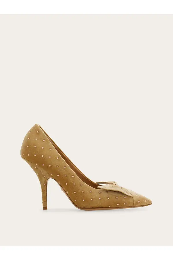 FERRAGAMO Mid-heel Velvet Pumps - Red