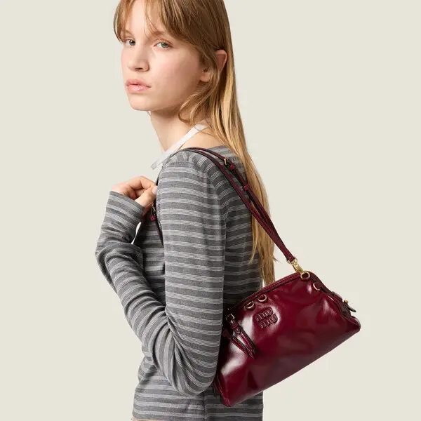 Miu Miu Caprice Leather Clutch - Amaranth Red