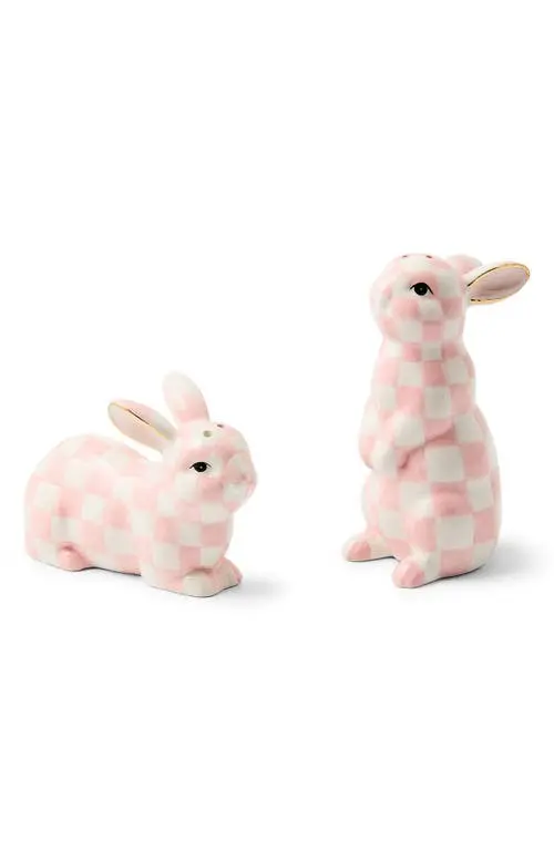 MACKENZIE-CHILDS Rosy Check Bunny Salt & Pepper Shaker Set - Pink