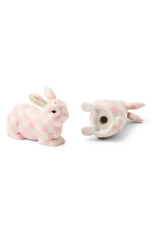 MACKENZIE-CHILDS Rosy Check Bunny Salt & Pepper Shaker Set