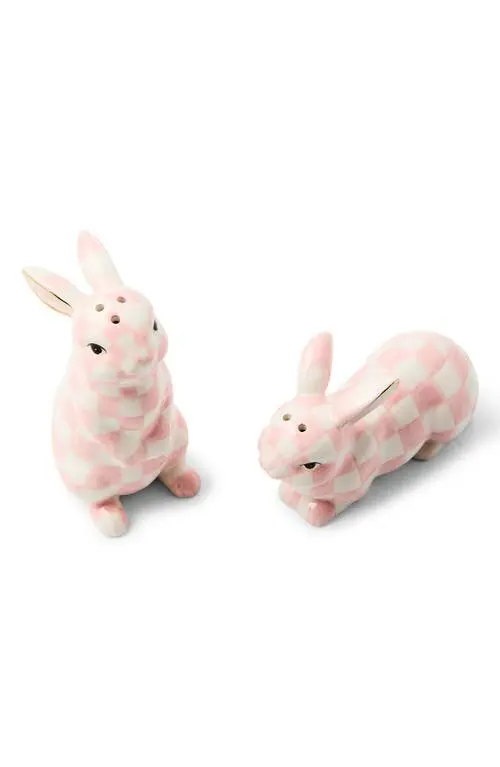 MACKENZIE-CHILDS Rosy Check Bunny Salt & Pepper Shaker Set