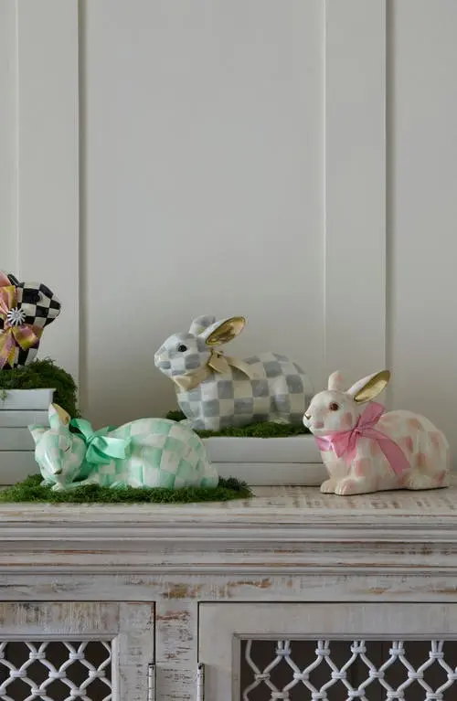MACKENZIE-CHILDS Sterling Check Resting Bunny - Grey