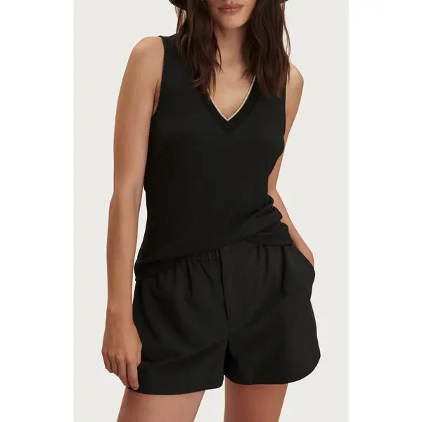 Varley Corby V-neck Modal Blend Tank - Black