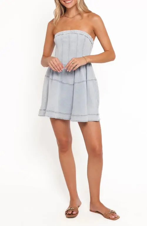 PETAL & PUP Ellen Strapless Minidress - Light Denim