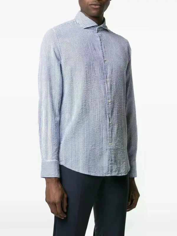 DEPERLU Button-up Striped Cotton Shirt