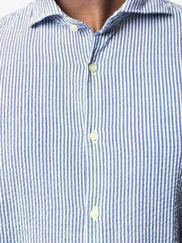 DEPERLU Button-up Striped Cotton Shirt
