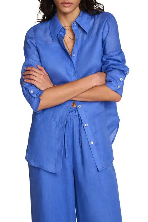 Mint Velvet Sheer Panel Shirt - Blue