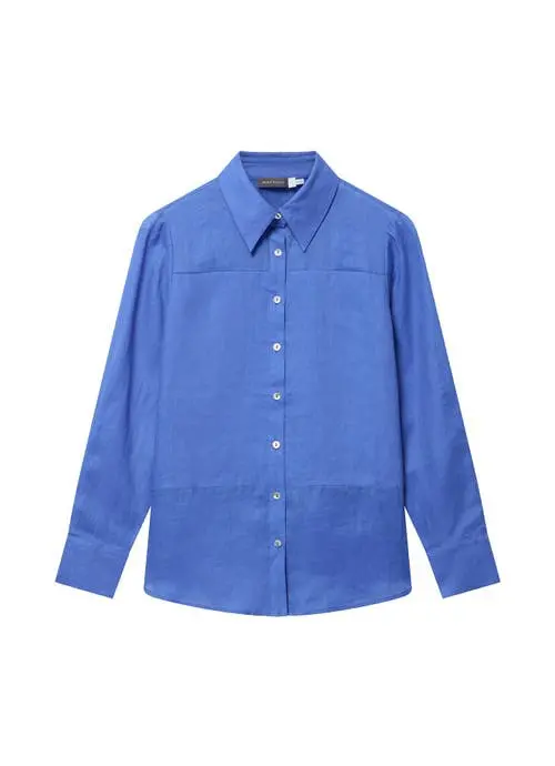 Mint Velvet Sheer Panel Shirt - Blue