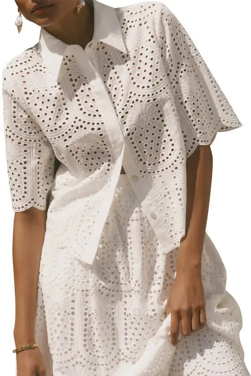 Mint Velvet Cotton Broderie Shirt