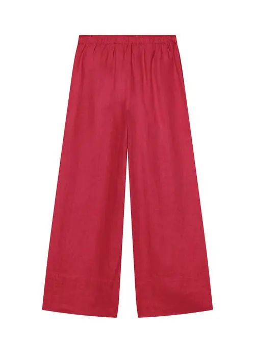 Mint Velvet Linen Wide Leg Trousers - Red