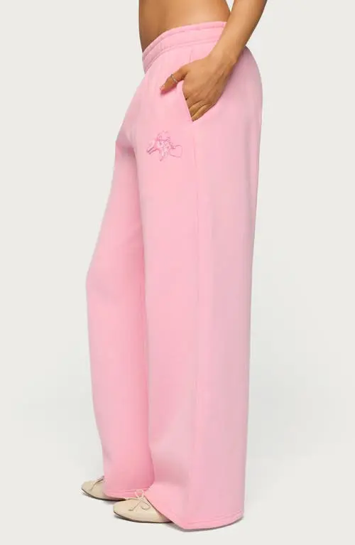 EDIKTED Embroidered Wide Leg Sweatpants