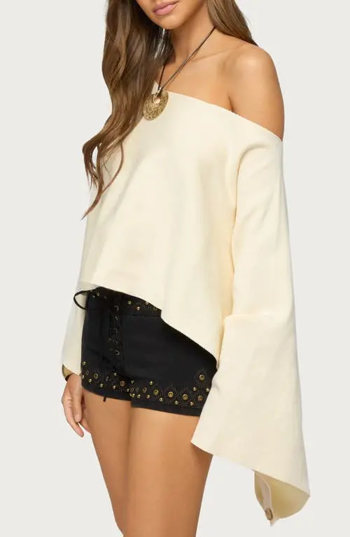 EDIKTED Off-the-shoulder Poncho Top - Cream