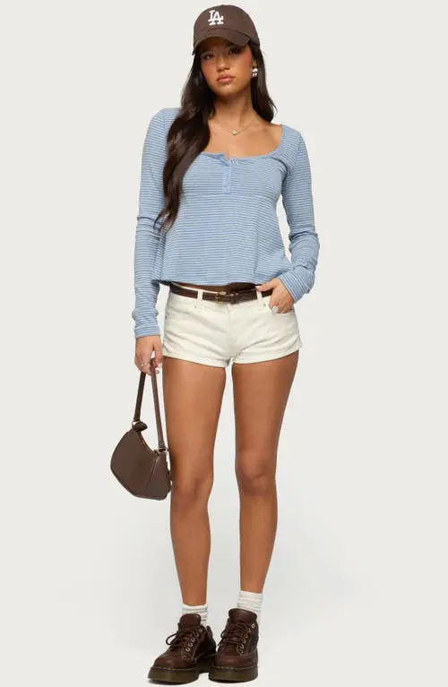EDIKTED Stripe Knit Babydoll Top
