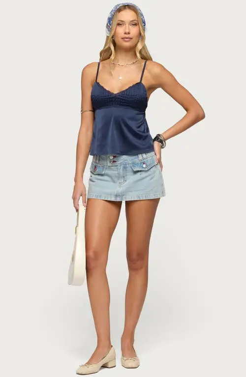 EDIKTED Rae Low Rise Denim Skort - Light-blue