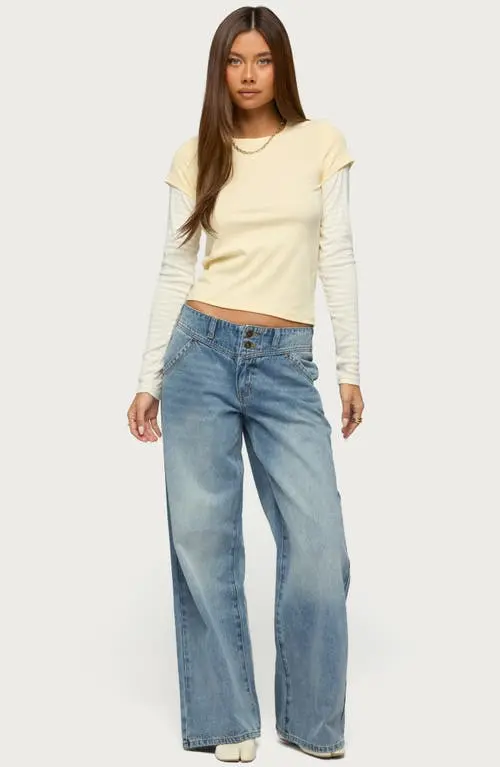 EDIKTED Layered Stripe Long Sleeve T-shirt