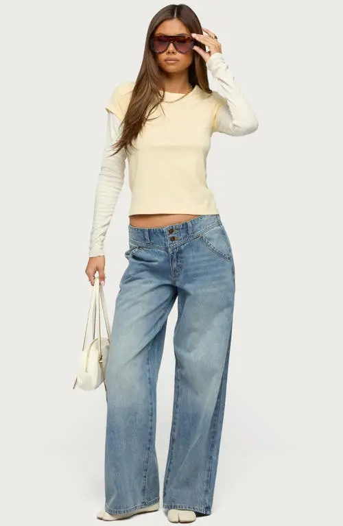 EDIKTED Layered Stripe Long Sleeve T-shirt
