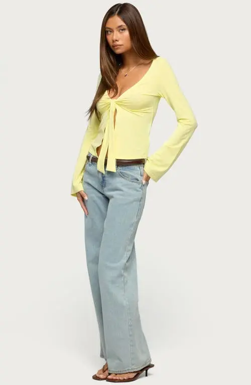 EDIKTED Scarlette Tie Front Top - Yellow