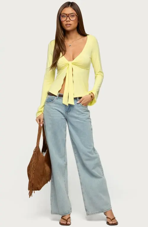 EDIKTED Scarlette Tie Front Top - Yellow
