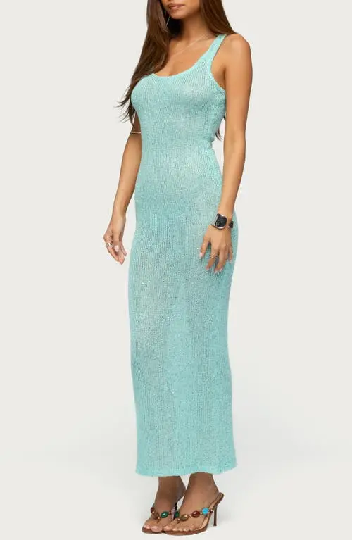 EDIKTED Sequin Sleeveless Maxi Sweater Dress