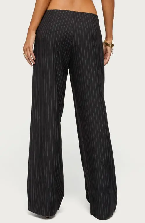 EDIKTED Pinstripe Wide Leg Pants - Black