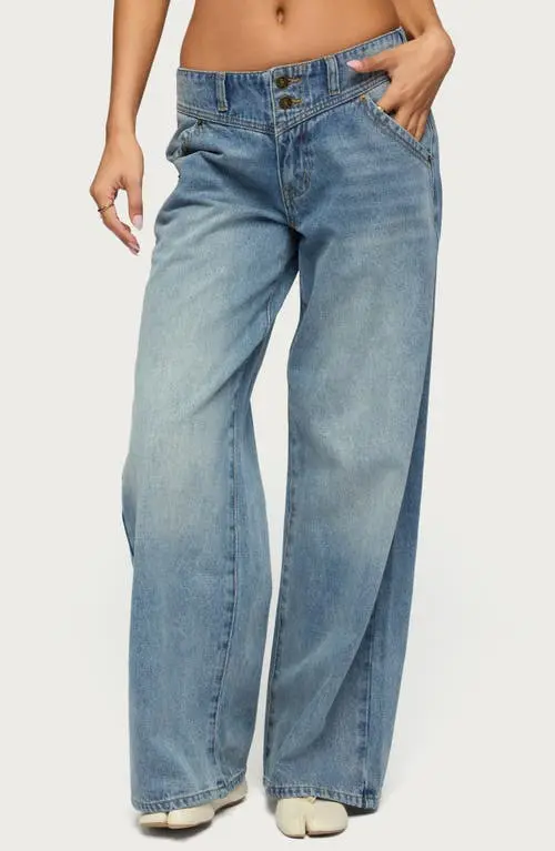 EDIKTED Meredith Wide Leg Jeans - Light-blue