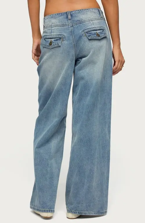 EDIKTED Meredith Wide Leg Jeans - Light-blue