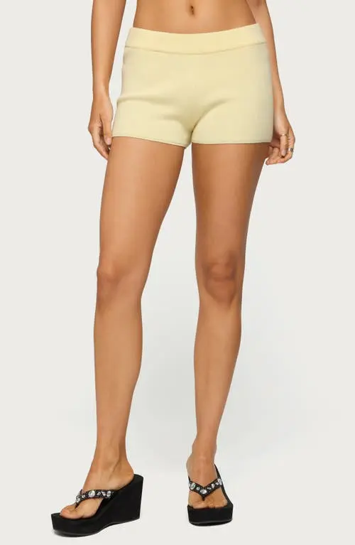 EDIKTED Lorie Ribbed Shorts - Yellow