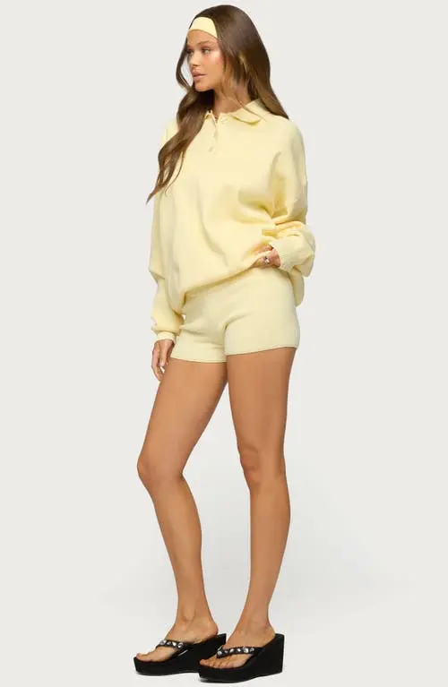 EDIKTED Lorie Ribbed Shorts - Yellow