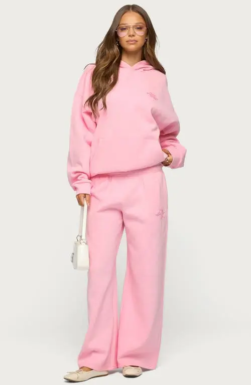 EDIKTED Keychain Graphic Hoodie - Pink