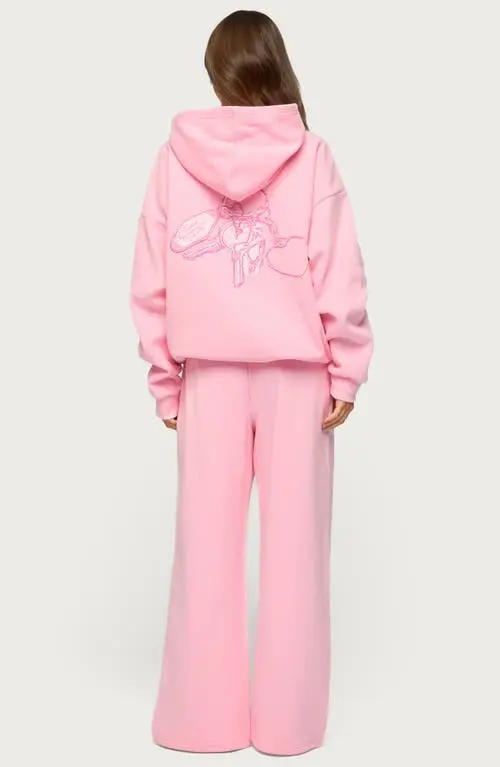 EDIKTED Keychain Graphic Hoodie - Pink