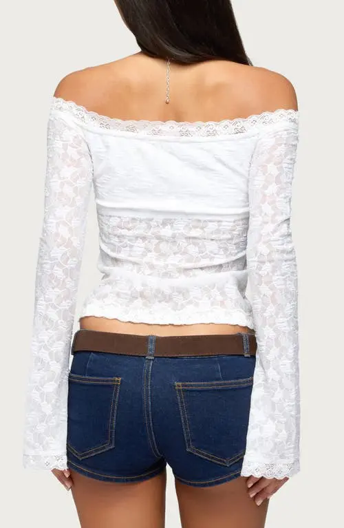 EDIKTED Off-the-shoulder Lace Top - White