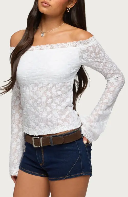 EDIKTED Off-the-shoulder Lace Top - White