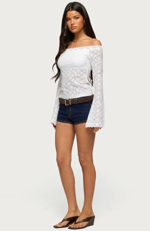 EDIKTED Off-the-shoulder Lace Top - White