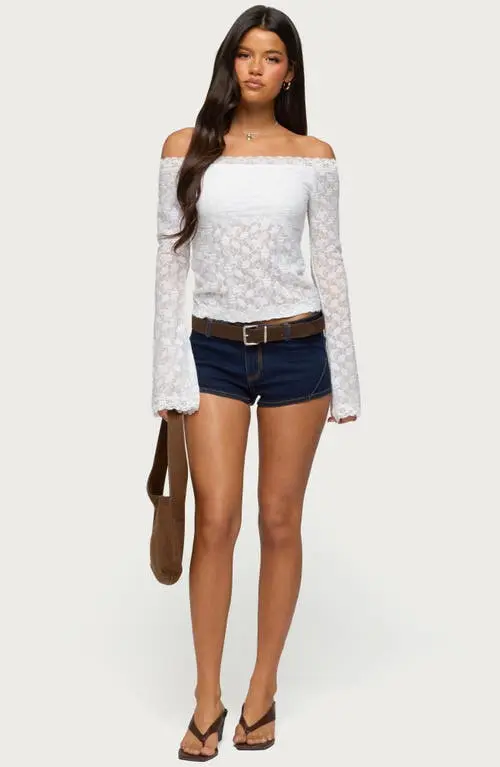 EDIKTED Off-the-shoulder Lace Top - White