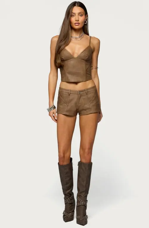 EDIKTED Idara Faux Leather Corset Top