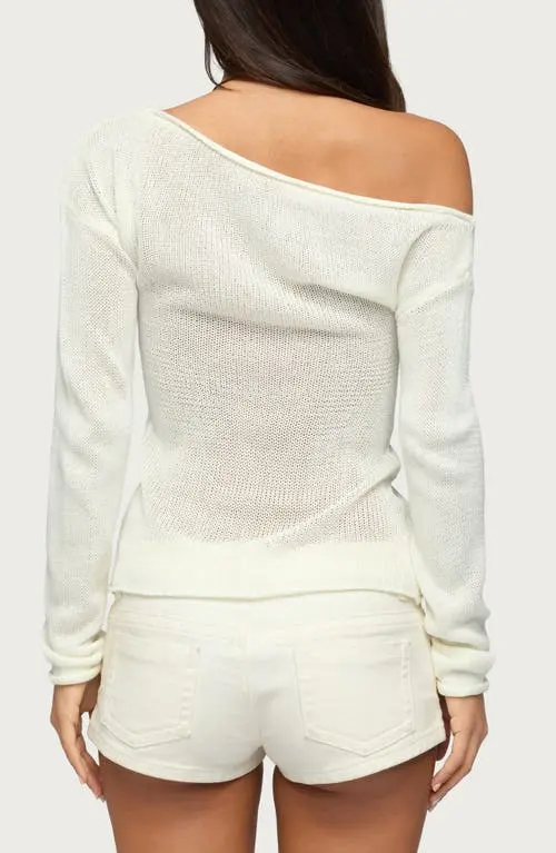 EDIKTED One-shoulder Open Stitch Sweater - Cream