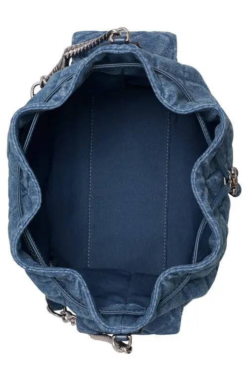 Tory Burch Charlie Quilted Denim Drawstring Shoulder Bag