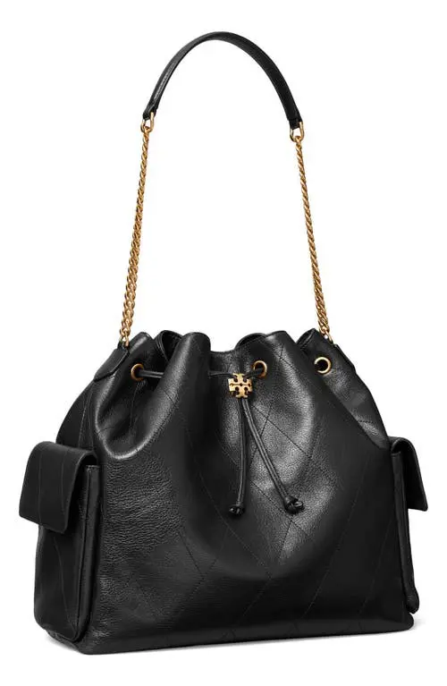 Tory Burch Large Charlie Quilted Leather Drawstring Shoulder Bag