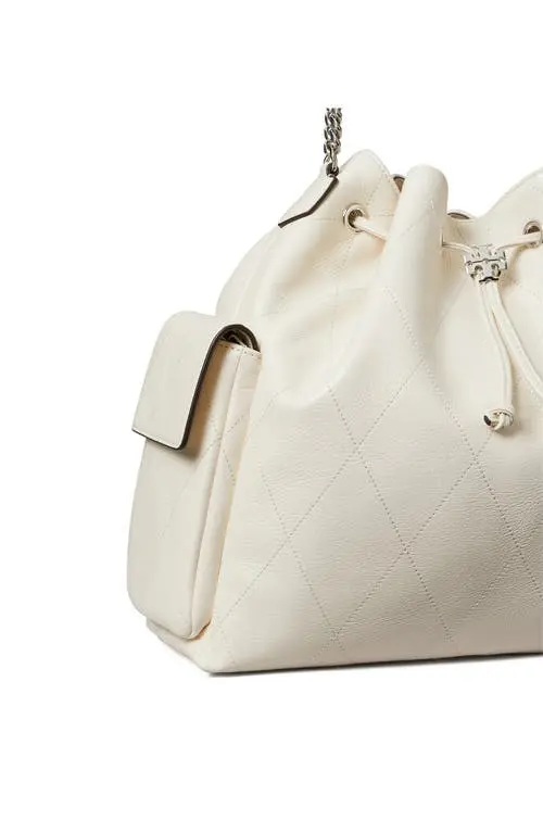 Tory Burch Large Charlie Quilted Leather Drawstring Shoulder Bag